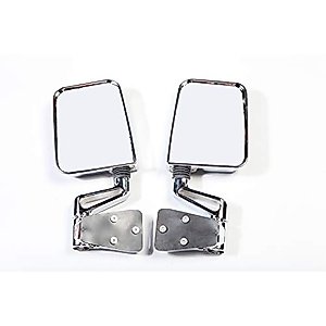 Rugged Ridge 11018.01 Door Mirror Kit, Dual Focus, Chrome; 87-02 Jeep Wrangler YJ/TJ , Black