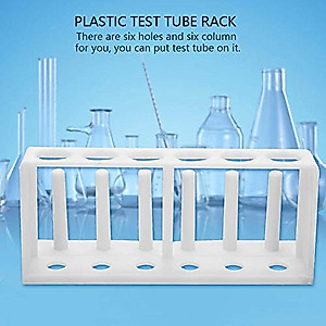 Hilitand Test Tube Rack, 6 Holes 6 Slots Plastic Test Tube Holder Storage Stand for Drying Less Than 25mm Tubes White