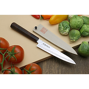 Yoshihiro 46 Layers Hammered Damascus Gyuto Chef Knife and Petty Utility Knife SET (Gyuto 8.25'' (210mm) & Petty 6'' (150mm), Rosewood Handle)