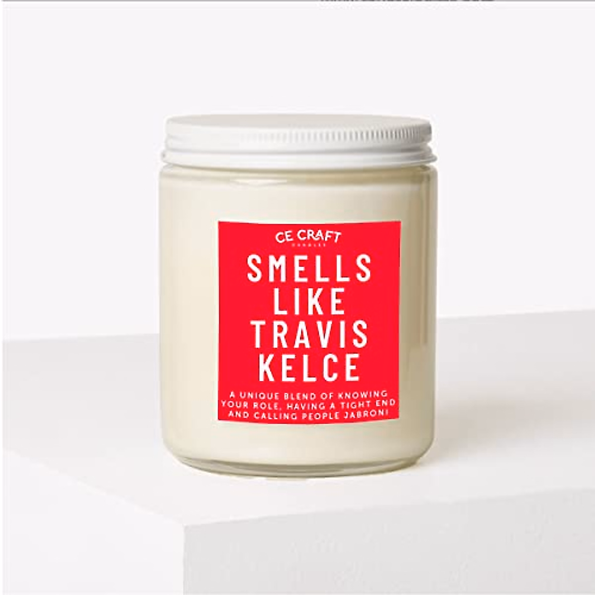 CE Craft Smells Like Travis Kelce Candle - Football Themed Candle, Gift for Kelce Fan, Gift for Her, Celebrity Prayer Candle, Gift for Him, Her (Vanilla + Oak)