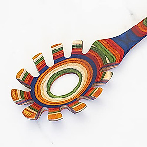 Baltique Marrakesh Collection 12-1/2" Wooden Spaghetti Spoon and Pasta Server with Teeth