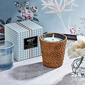 NEST Fragrances Driftwood & Chamomile Scented Classic, Long-Lasting Candle for Home with Rattan Sleeve, 8 Oz
