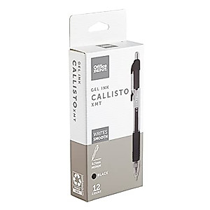 Office Depot Soft-Grip Retractable Gel Pens, Medium Point, 0.7 mm, Transparent Black Barrel, Black Ink, Pack of 12 Pens