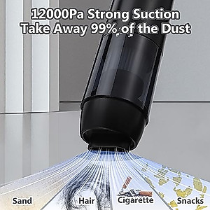 Biupky Car Vacuum Cleaner High Power 12000PA, Handheld Vacuum Cleaners Cordless for Home, Car Vacuum Portable Hand Vacuum Cordless Rechargeable for Home Pet Hair Office