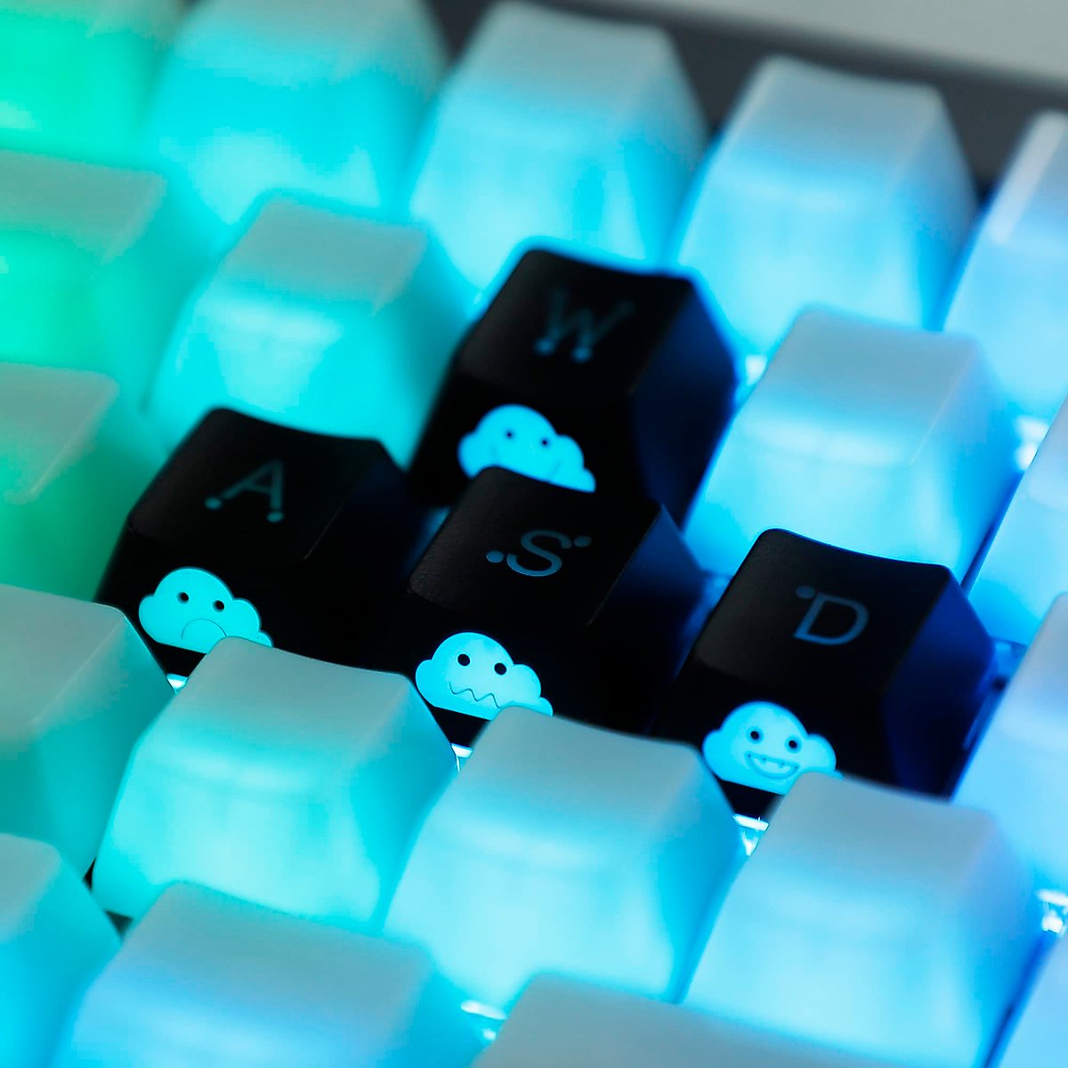 Mechkeeb 1.6mm Thickness WASD Arrow Replacement Keycaps Lightning Baby Shine Through Keycaps OEM Profile for MX Mechanical Gaming Keyboard Keycap