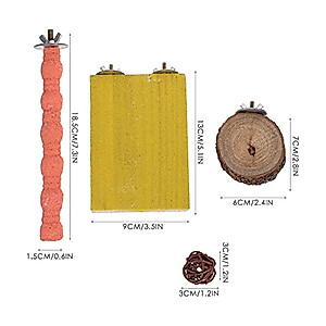 POPETPOP Bird Stand ES Stand Toy - Wood Parrot Stand Platform Wood Bird Cage Perch Bird Chew Toys Parrot Teething Toys Paw Grinding Stick for Cockatiels Parakeets Hammock Swing