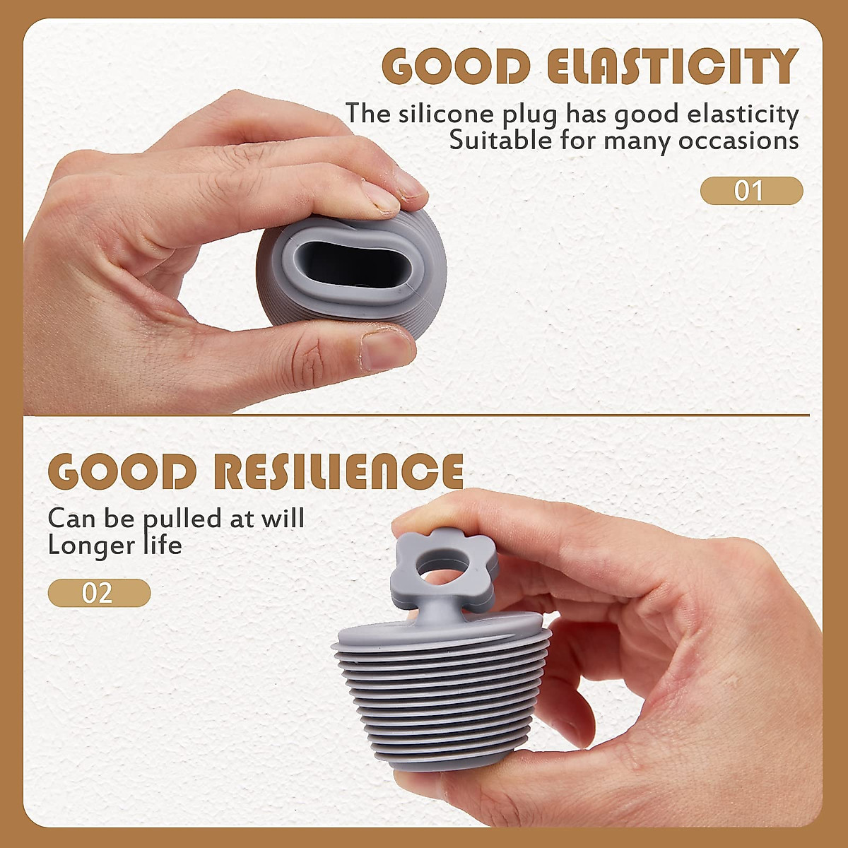 BOHAIPAN Bathtub Stopper, 2pcs Universal Tub Stopper, Silicone Bathtub Stoppers Bathtub Drain Plug, Suitable for Kitchen Bathroom Bathtub Sink Drain (Patented Products)