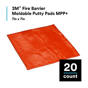 3M Fire Barrier Moldable Putty Pads MPP+, Red Color, One-Part, Ready-To-Use, Intumescent Material, 7 in x 7 in, Case of 20