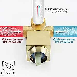 Brushed Gold Shower Faucet GGStudy Single Function Shower Trim Kit with Rough-in Valve Shower Set Bath Rainfall Shower Faucet System 10 inch Square Stainless Steel Metal Shower Head