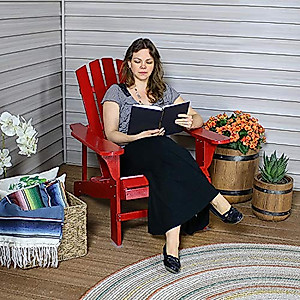 Sunnydaze Coastal Bliss Outdoor Painted Adirondack Chair - Natural Fir Wood Construction - Patio, Deck, Fire Pit, Garden, Porch and Lawn Seating - Red