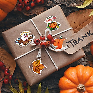 100PCS Fall Stickers Pack, Thanksgiving Turkey Pumpkin Stickers for Kids, Autumn Waterproof Vinyl Gift Stickers for Water Bottles, Cards, Scrapbooking, Harvest Party Favorites