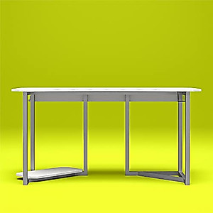 NTENSE Quest, Ergonomic, Home Office, Work Table, Computer, Gaming Room, Sitting Desk, Cup Holder, Headphone Hook, CPU Stand, White