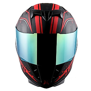 1Storm Motorcycle Full Face Helmet Skull King Matt Red HJK311 + One Extra Clear Shield + Motorcycle Bluetooth Headset