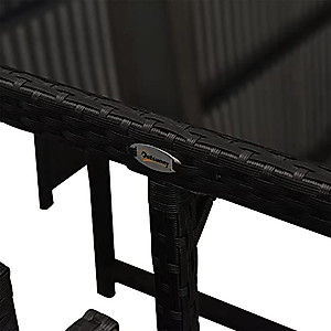 Outsunny 9 Piece Patio Wicker Dining Sets, Space Saving Outdoor Sectional Conversation Set, with Dining Table, Ottoman and Chair & Cushioned for Lawn Garden Backyard, Black