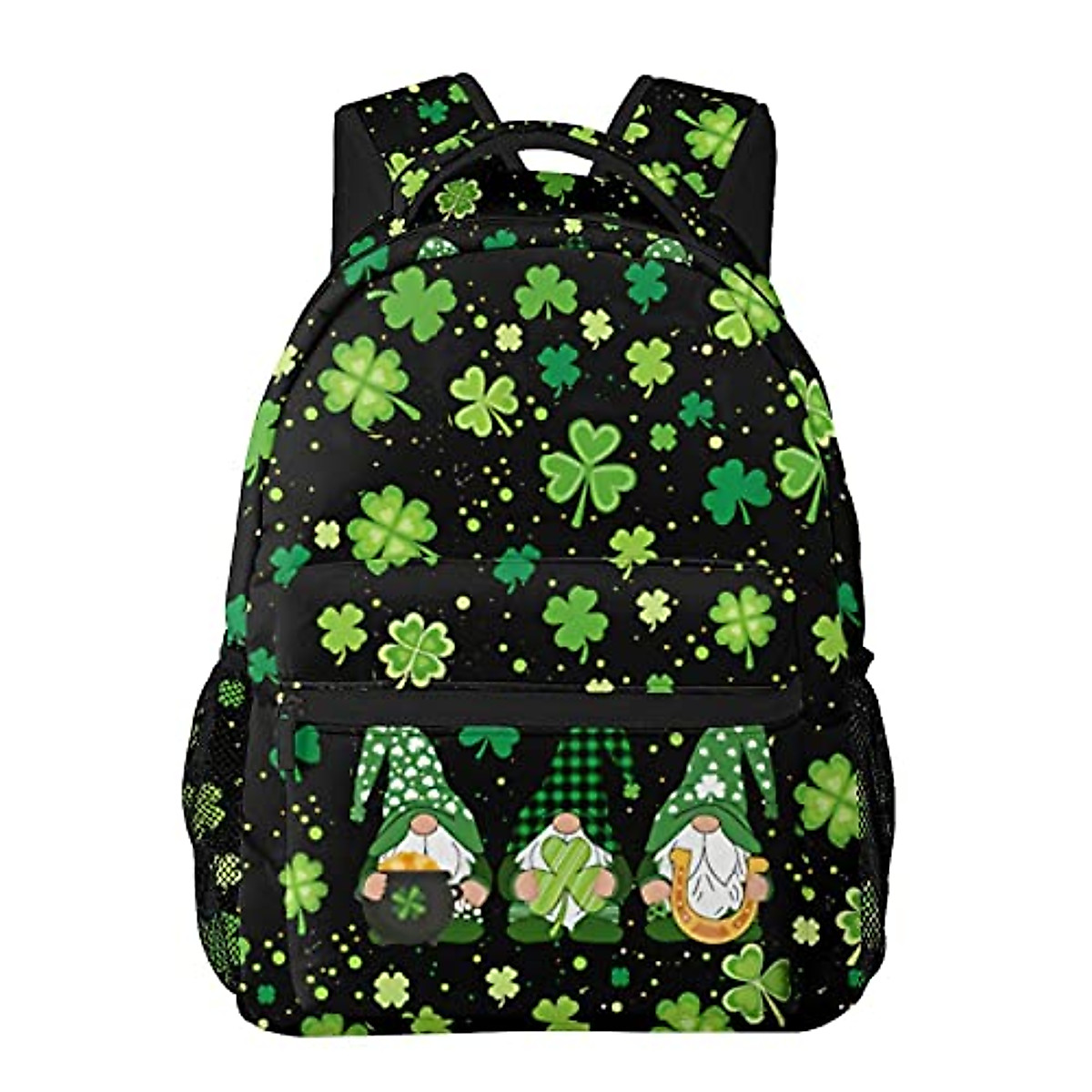 Gelxicu St. Patrick's Day Lucky Green Shamrock Backpack School Shoulder Bag Laptop Bag For Women Men Girls Boys Teens