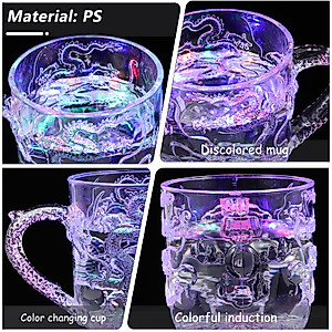 IMIKEYA 3D Dragon Embossed Cup, LED Flash Mug Coffee Beer Whisky Cup for Bar Club Home Dragon Collectible Gift