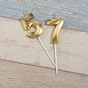 Gold 75th & 57th Birthday Candles,Gold Number 75 57 Cake Topper for Birthday Decorations Party Decoration