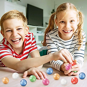 Hxezoc 24 Pcs Glitter Bouncy Balls for Kids, 32mm 6 Colors Rubber Bounce Balls Bulk for Party Favors, Goodie Bag Fillers, Easter Gift Bag Stuffers, Basket Stuffers, Classroom Prizes