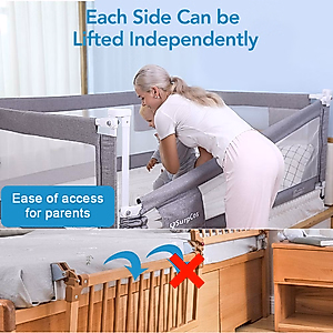 SURPCOS Bed Rails for Toddlers -New Upgraded Extra Long Bed Guardrail for Kids Great Fit for Twin, Double, Full-Size Queen & King Mattress (One Side 78.7 x 26 Inch, Buck)