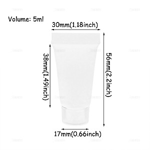 AUEAR, 24 Pack 5ml Empty Refillable Plastic Soft Tubes Squeeze Cosmetic Bottles Packing Sample Mini Containers for Body Lotion Shower Gel Shampoo Cleanser