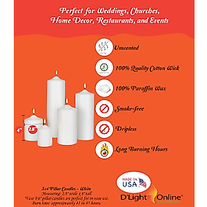 3 X 4 Inch Pillar Candles Set of 12 Bulk Event Pack Premium Wax Round Unscented Ivory Pillar Candles Wax for Wedding, Spa, Party, Birthday, Holiday, Bath, Home Decor (3x4 - Ivory)
