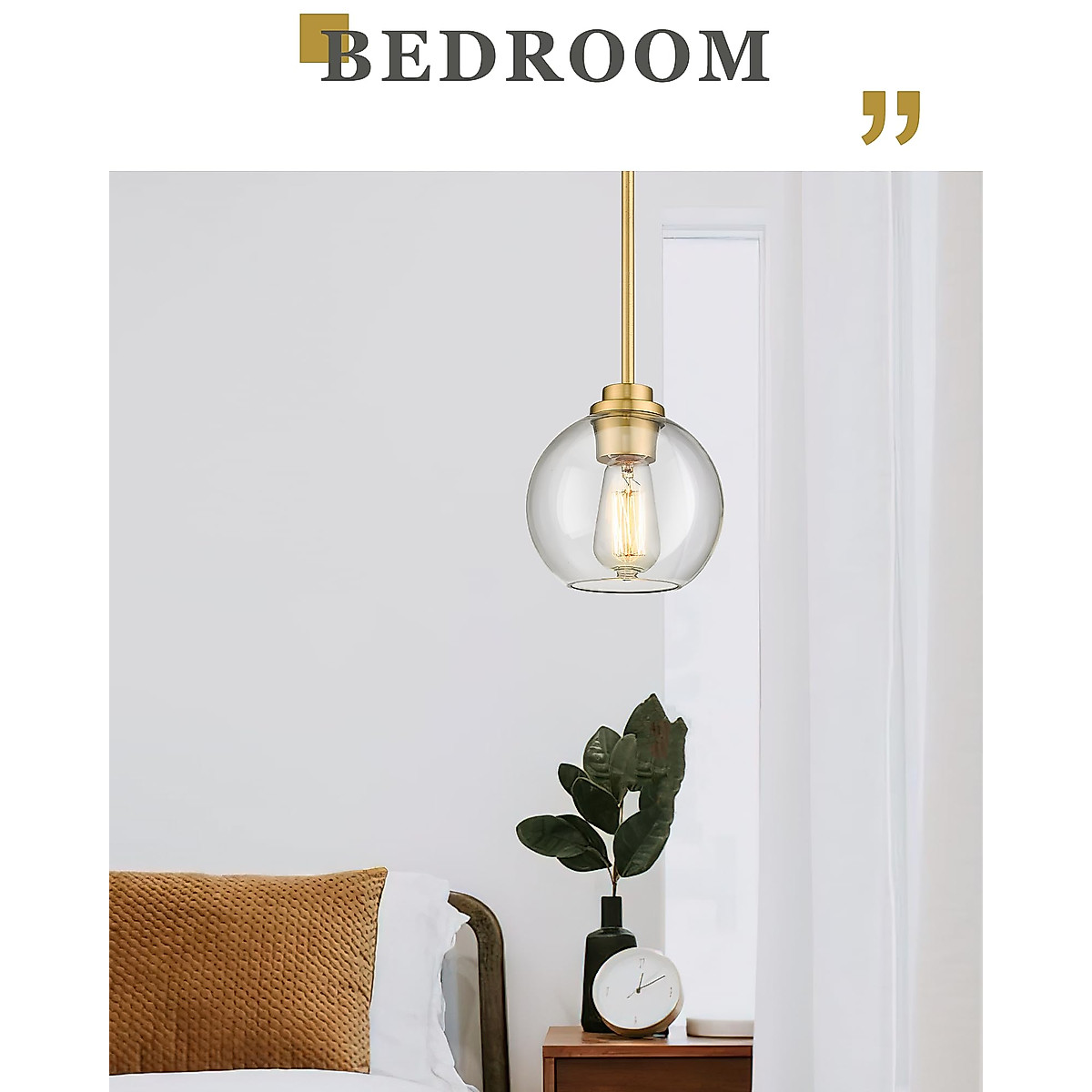 Audickic Pendant Lights Kitchen Island, Modern Gold Pendant Light with Clear Glass Globe Shade, Farmhouse Hanging Light Fixtures for Dining Room Entryway, AD-22280-1P-GD-C