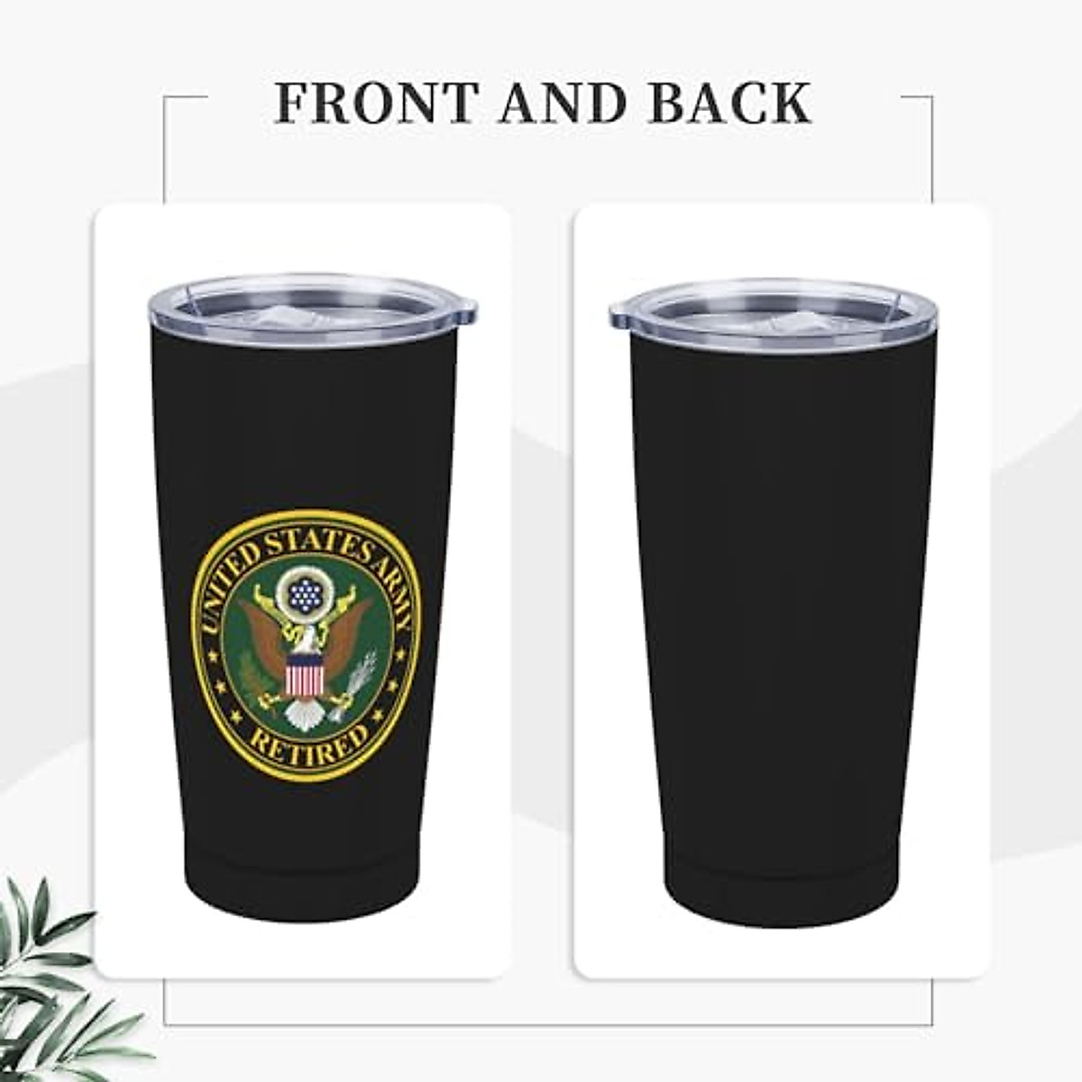 OSUKI Army Retired Car Cup Coffee Stainless Steel Straw Travel Mug Vacuum Insulated Keep Cold 20oz