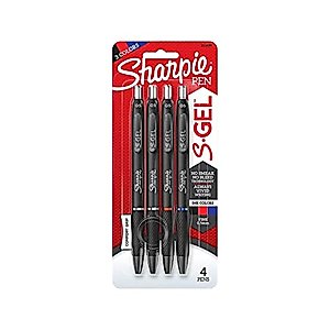 Sharpie S-Gel Retractable Gel Pen, 0.5mm Fine Point, Assorted Ink, 4/Pack