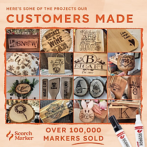 Scorch Marker Woodburning Pen Tool with Foam Tip and Brush, Non-Toxic Marker for Burning Wood, Chemical Wood Burner Set, Do-it-Yourself Kit for Arts and Crafts