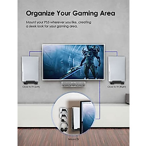 NexiGo Wall Mount Set for Playstation 5 (Disc & Digital), [Space Saving & Improved Airflow] Sturdy Steel Wall Stand Holder Mount PS5 Console Near or Behind TV w/Controller Holder & Headphone Hanger