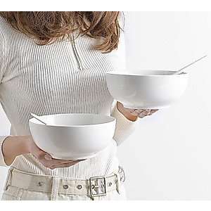 TGLBT 40 Ounce Porcelain Soup Bowls - 4 Packs, Stackable Round, White