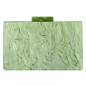 Marbling Green Acrylic Evening Bag Lady Clutch Purse Elegant Party Box Clutch Crossbody Bag for Prom Banquet Daily (Green)