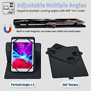 HEAKIERG Universal Tablet Case for New Kobo Libra 2 7" 2021 & 6" Kobo Clara 2E 2022, Lightweight Flip Stand and Adjustable Protective Cover Case for 6"-7" Tablet, Skull Rose