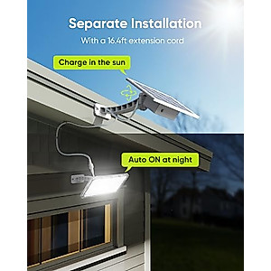 JACKYLED Solar Dusk to Dawn Light Outdoor 1000 Lumens 299 LED Solar Security Lights with Extension Cord, IP65 Waterproof Solar Powered Wall Spotlight Bright for Garden Patio Shed Carport Flag, White