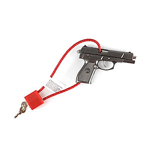 TAOZUONG 15 Inch Gun Lock, Trigger Lock, Cable Gun Lock for Firearm Locking and Secured Storage, Red Cable Lock, Doj Approved