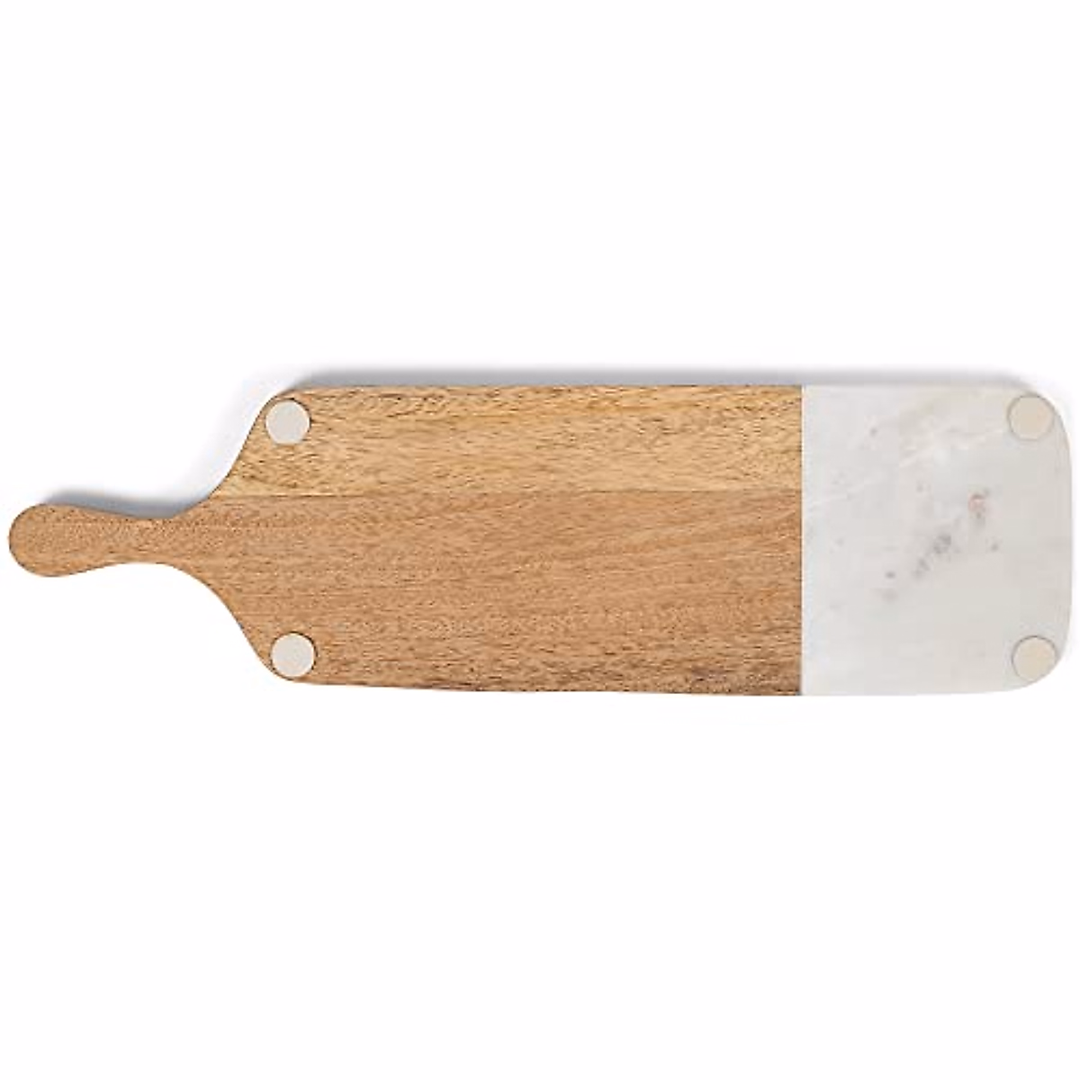 Mary Square State of North Carolina Gold Foil 20 x 6 Food Safe Mango Wood and Marble Serving Cutting Board with Handle