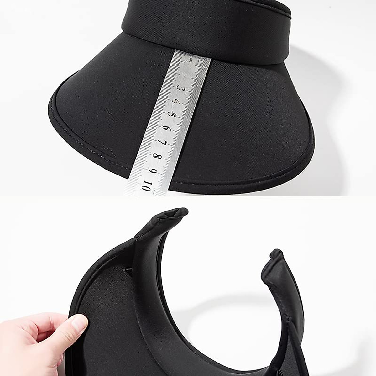 Cloth Covered Slip-On Visor [233] Sun Sports Visor Hats One-Size Adjustable Cap Black