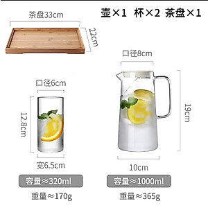 ZYJBM Cold Water Pot Water Storage Kettle Teapot Kettle Heat-Resistant Glass Home Living Room Bottle with 2 Cup