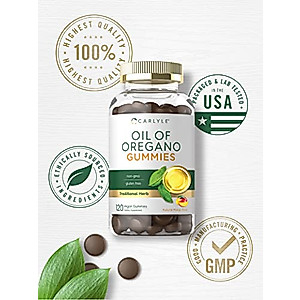 Carlyle Oregano Oil Gummies | 3000mg | 120 Count | Natural Mango Flavor | Vegan, Non-GMO, and Gluten Free Extract Formula | Traditional Herb Supplement