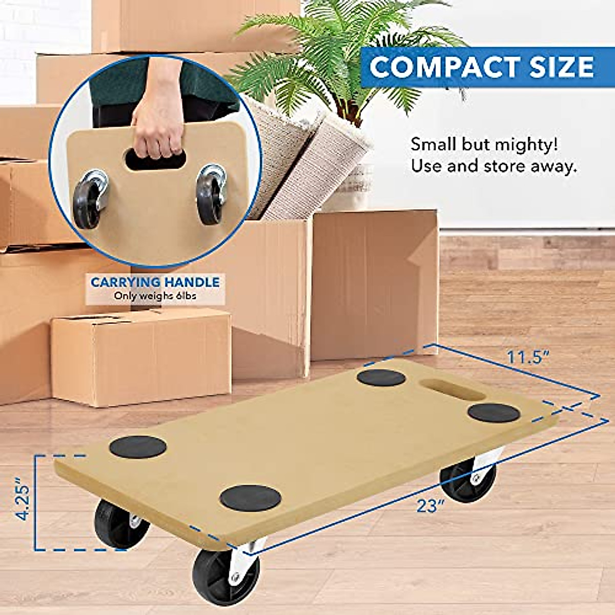 Mount-It! Dolly for Moving - Securely Holds 220 Pounds | Slab Dolly Glides Across Carpet & Hard Wood Without Harming Floors | Moves Items Like Pianos, Couches, Fridges, Boxes | No Assembly Required