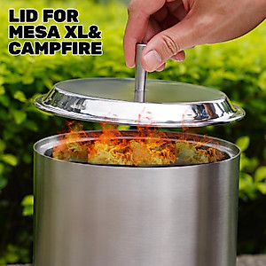 FirePit Lid for Solo Stove Mesa, Mesa XL. Tabletop Firepit Lid Keeps Out Leaves, Water, rain. Stainless Steel Handle Prevents Hand Burns Thickness 1mm, Heavy, Resistant to Sliding (Mesa XL+Campfire)