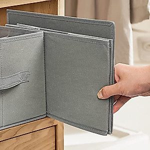 Large Wardrobe Clothes Organizer, 3 Pack 17 Grids Closet Organizers and Storage with Handles, Foldable Fabric Drawer Organizers Dividers for Clothing, Jeans, Sweater, Bras (14.2X9.8X7.9, Grey)