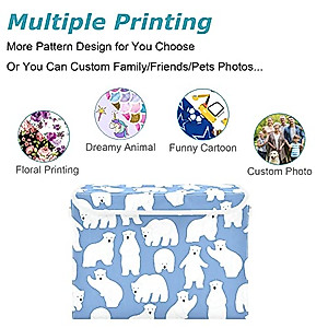 CaTaKu Polar Bear Cute Storage Bins with Lids and Handles, Fabric Large Storage Container Cube Basket with Lid Decorative Storage Boxes for Organizing Clothes