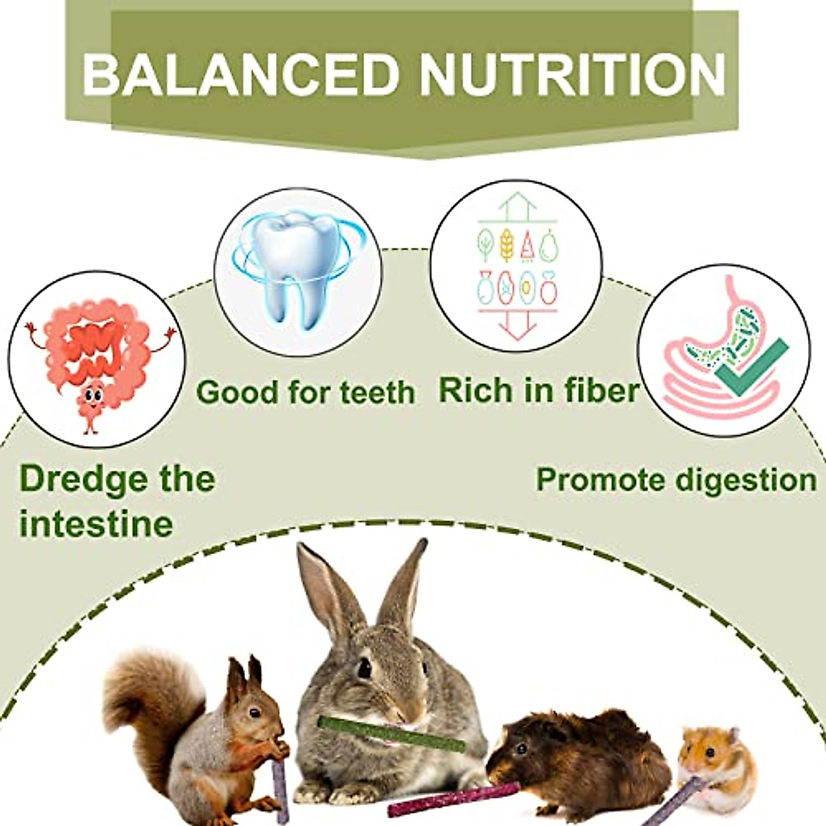 AKLHLKK 68PCS Rabbit Chew Toys, Natural Timothy Hay Sticks Guinea Pig Chews for Teeth Hamster Molar Treats Snacks Accessories for Bunny, Chinchillas, Rats, Gerbils and Other Small Animals
