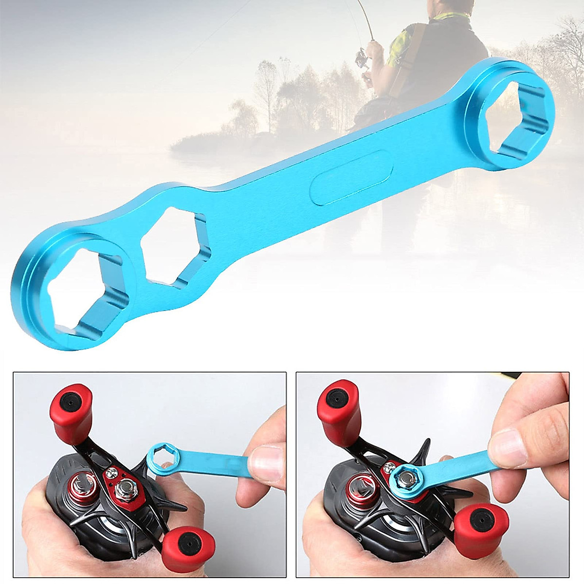 ZPSHYD Fishing Reel Wrench, Blue Casting Fishing Reel Care Maintenance Wrench Aluminium Alloy DIY Spanner Repairing Maintenance Tool
