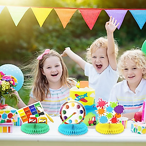 9 Pieces Paint Party Decorations Art Birthday Party Honeycomb Centerpieces Sip and Paint Party Supplies for Art Birthday Party Favor Photo Booth Props