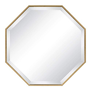 Kate and Laurel Rhodes Modern Octagon Wall Mirror, Gold 25x25 Inches