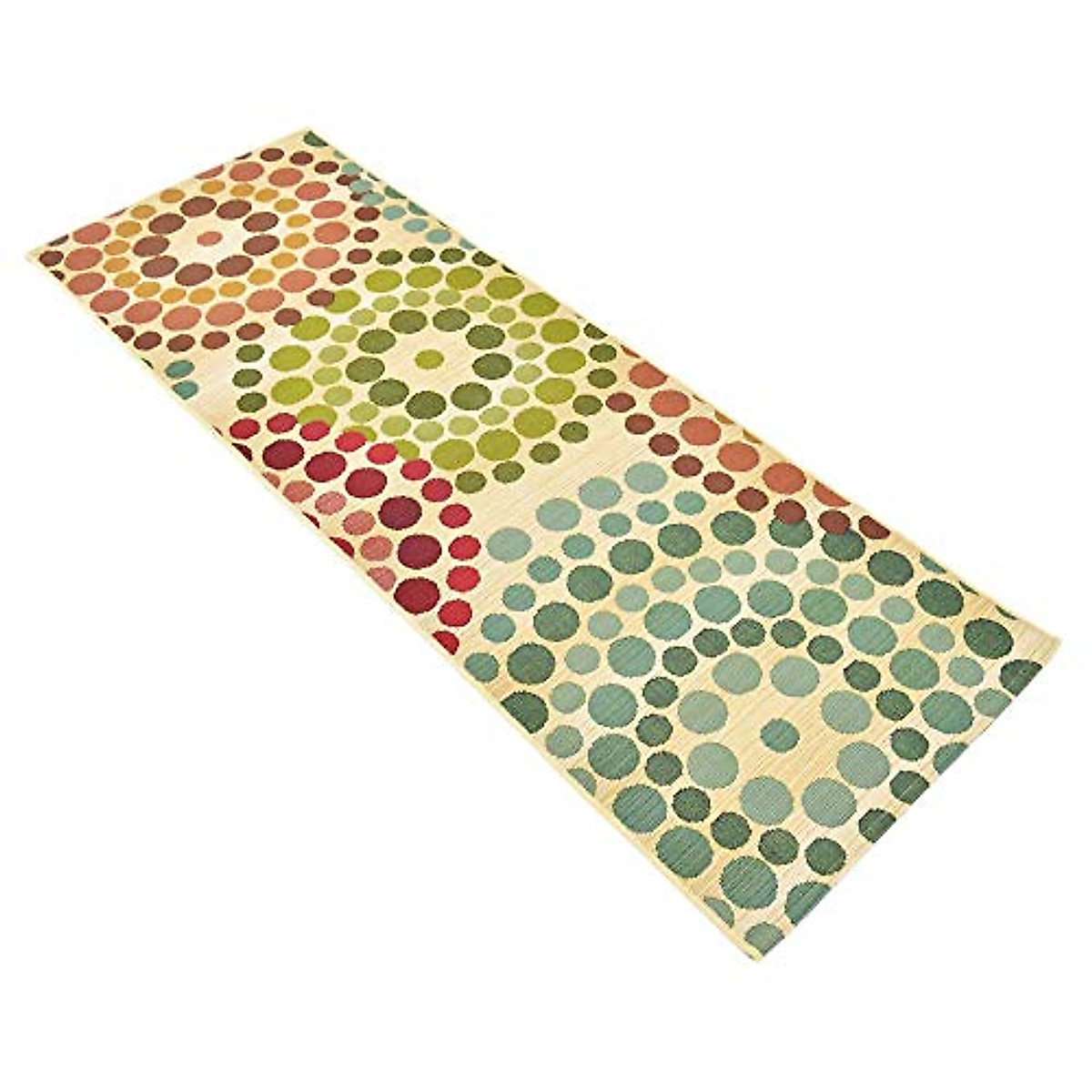 Unique Loom Outdoor Modern Collection Area Rug - Spark (2' x 6' 1" Runner, Beige/ Burgundy)