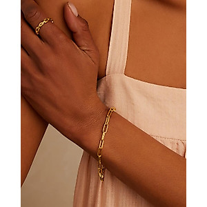 gorjana Women's Parker Paperclip Link Chain Bracelet, 18k Gold Plated, Signature Clasp, Adjustable Minimalist Stacking Layered