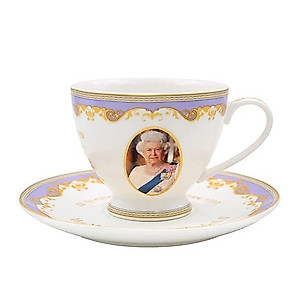 The Leonardo Collection Majesty Queen Elizabeth II Commemorative Cup and Saucer, LP18218, White